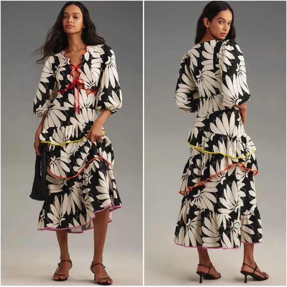 FARM Rio | Dresses | Farm Rio X Anthropologie Cutout Tiered Maxi Dress ...